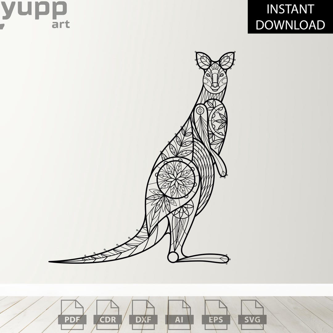 Mandala Kangaroo SVG, Zentangle Animal DXF, Australian Laser Cut File ...