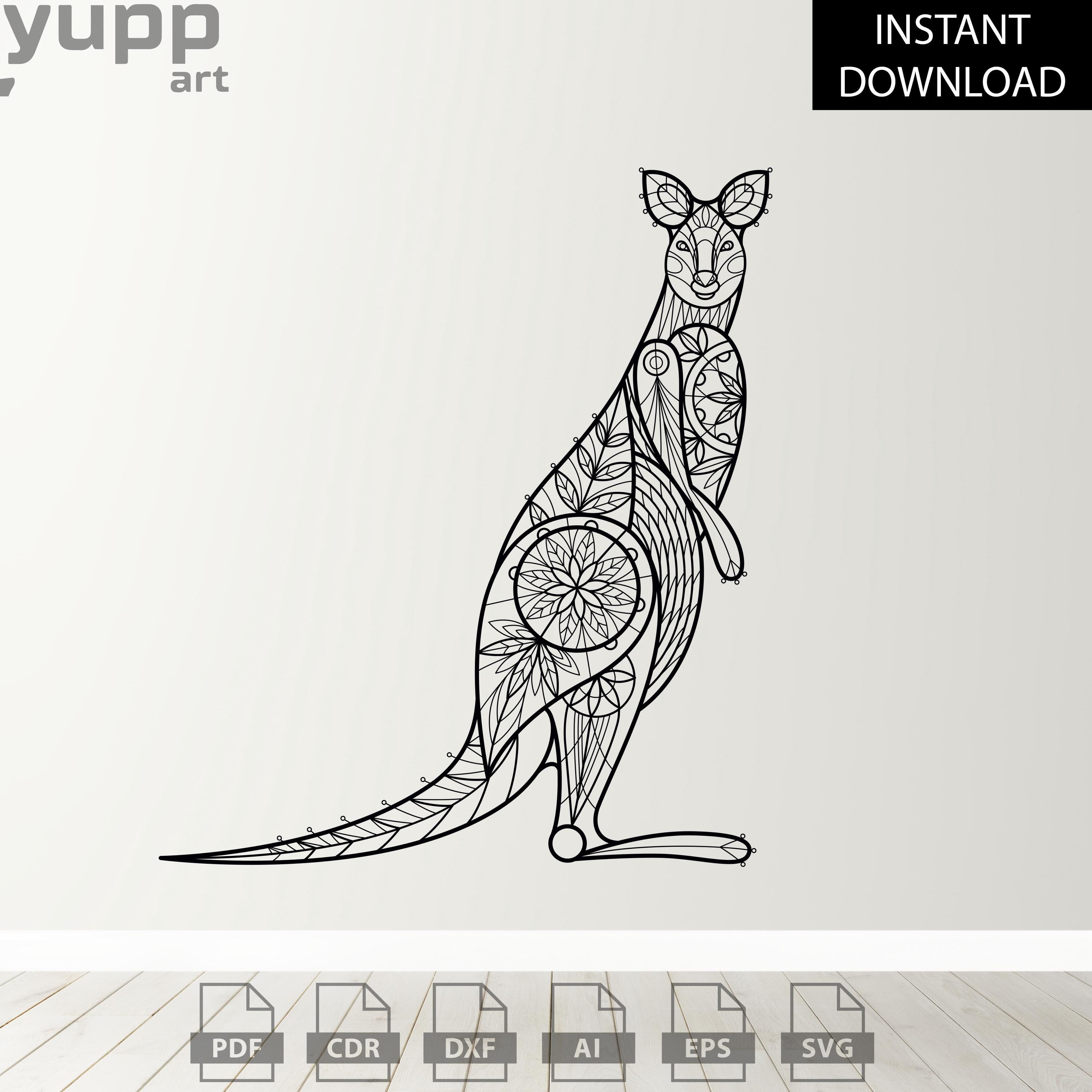 Mandala Kangaroo SVG, Zentangle Animal DXF, Australian Laser Cut File ...