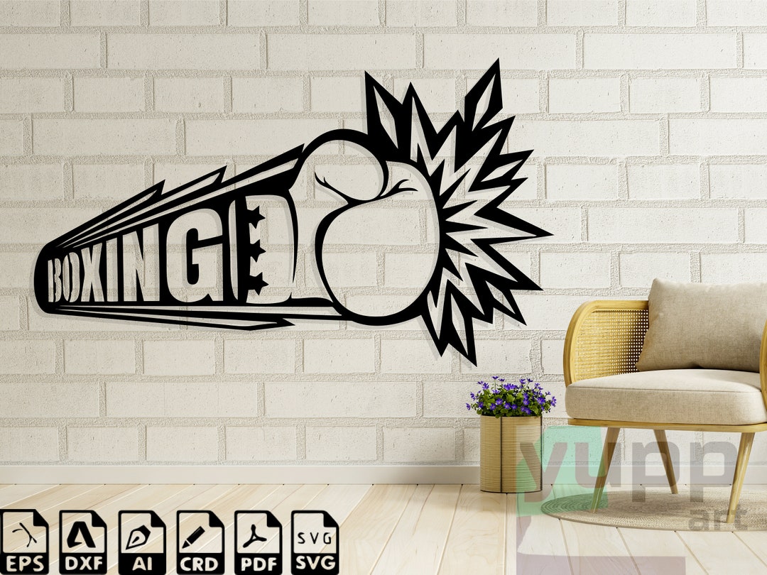 Boxing Glove Svg for Cricut, Boxing Sign Cnc Laser Cut Files Hard Punch ...
