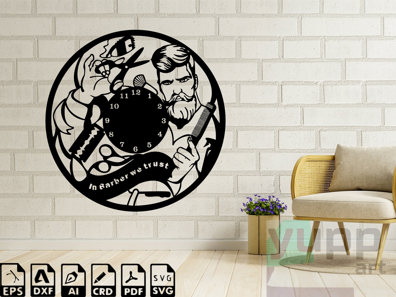 Barber Clock DXF, Haircut Saloon Vinyl and Laser Cut Files, Cnc Router ...