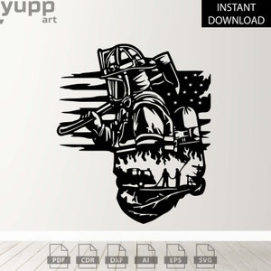 Usa Firefighter Dxf Files Usa Firefighter Laser Cut Usa Firefighter Svg ...