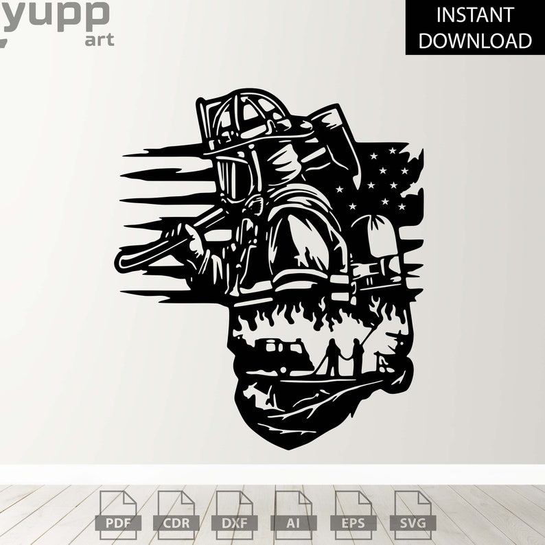 Usa Firefighter Dxf Files Usa Firefighter Laser Cut Usa Firefighter Svg ...