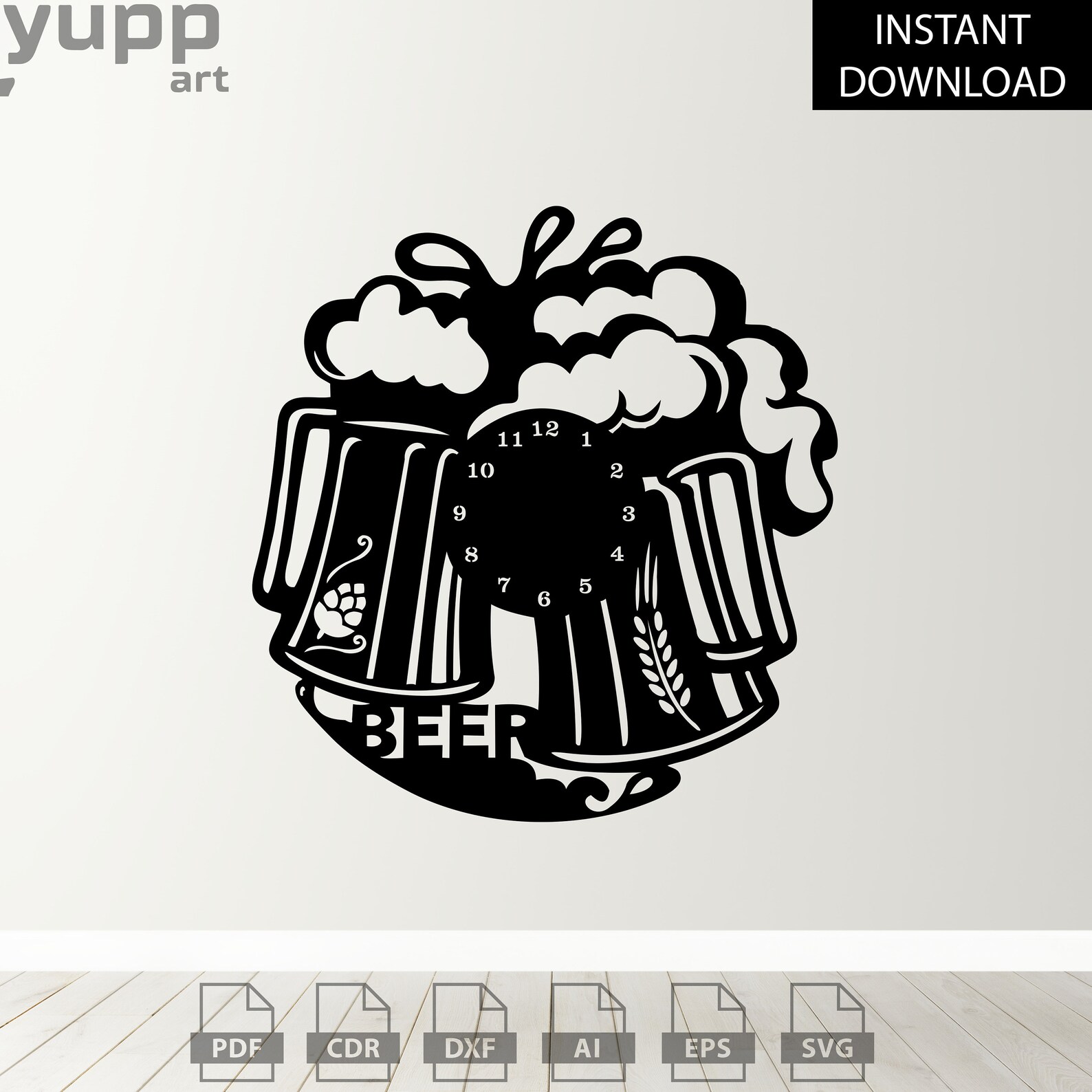 Beer Clock SVG, Pub Clock Laser Cut Files, Bar Clock Digital Files, Cnc ...