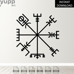 Runic Compass Svg, Vegvísir Clipart, Viking Compass Cnc Laser Cut Files ...