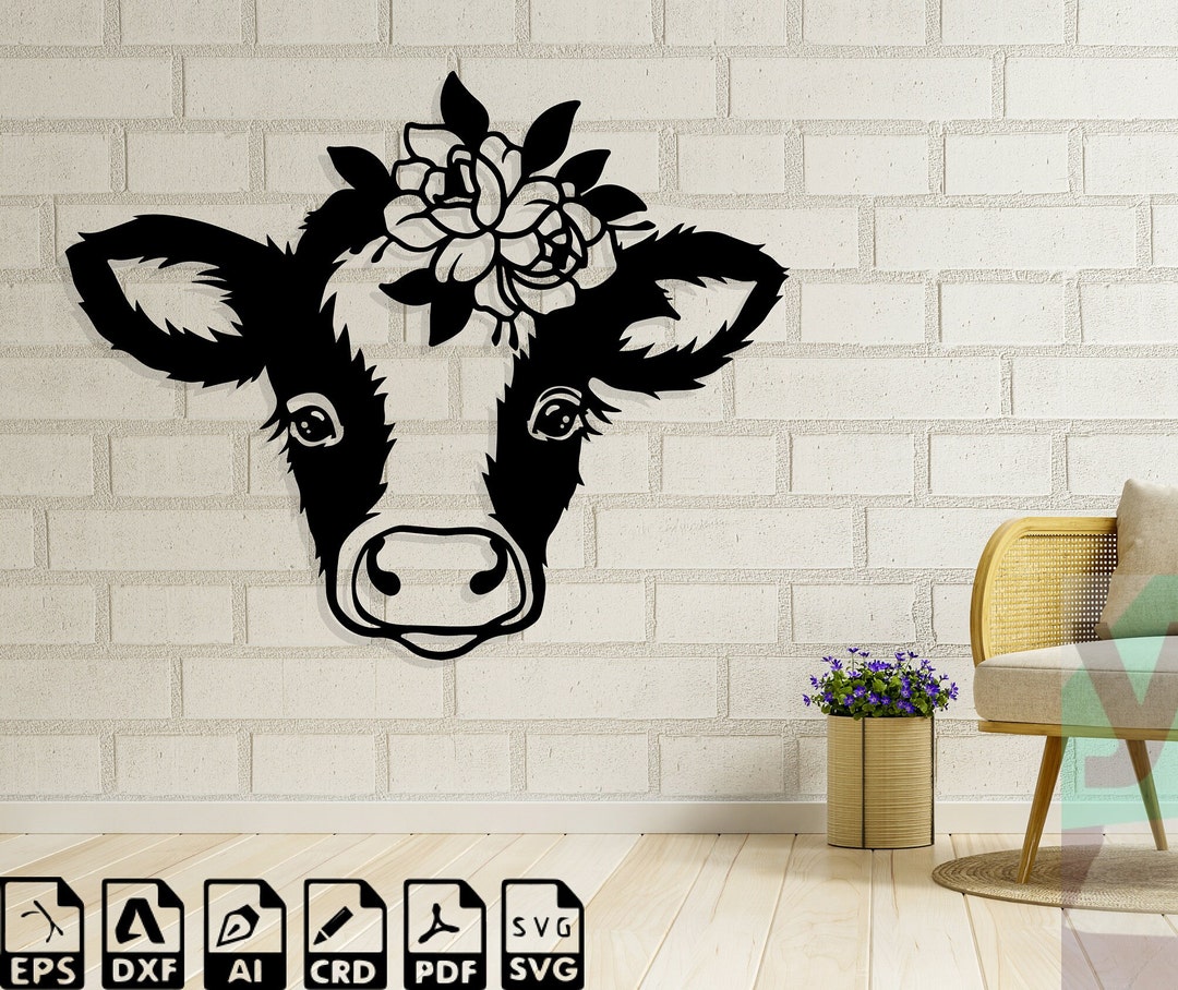 Cow Dxf Files Cow Laser Cut Cow Svg File for Cricut Cow Metal Wall Art ...