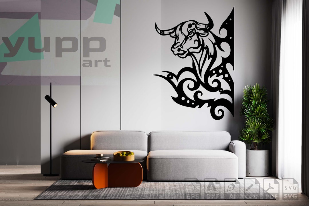 Bull Dxf Files Bull Laser Cut Bull Svg File for Cricut Bull Metal Wall ...