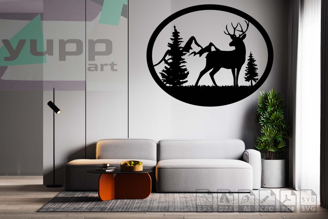 Deer Dxf Files Deer Laser Cut Deer Svg File for Cricut Deer Metal Wall ...