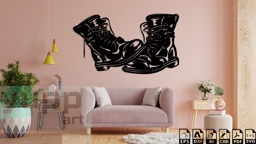 Boots SVG, Shoes DXF Laser Cut, Cowboy Boots Metal Wall Art, Cowgirl ...