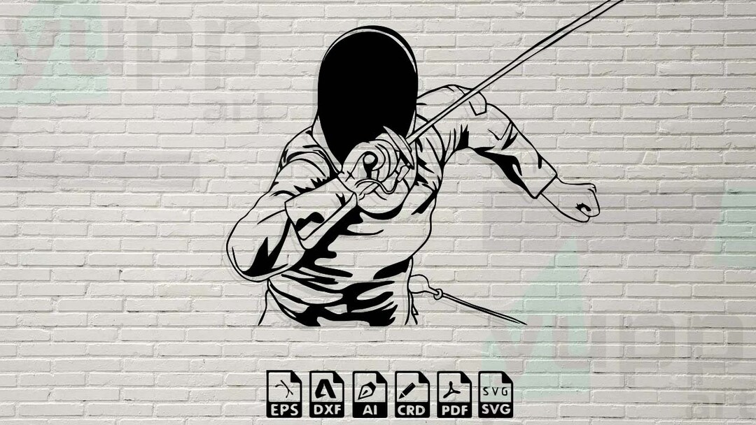 Fencing Epee Sword Cut Svg Dxf Pdf Engraving Decal Silhouette Template ...
