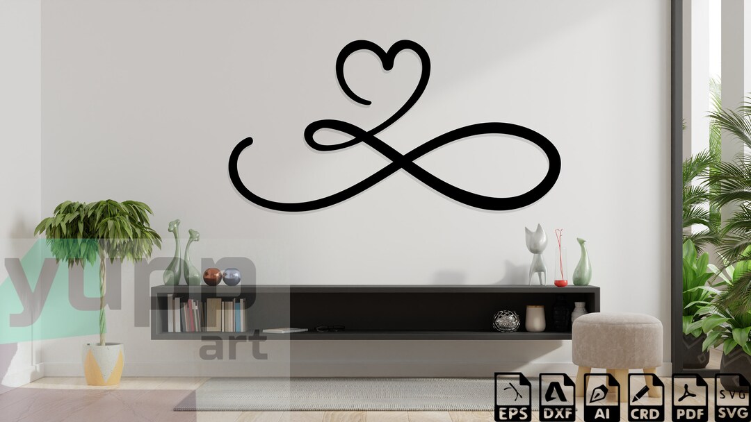 Infinity Heart Svg Love Metal Wall Decor Laser Cut Svg Dxf Pdf Decal ...