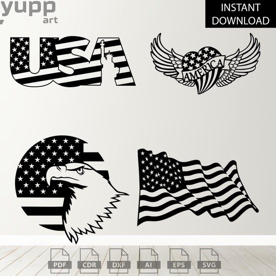 America Dxf Files America Laser Cut America Svg File Cricut - Etsy