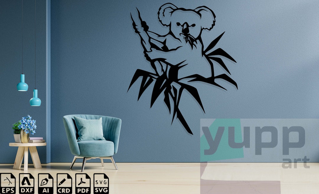 Koala Dxf Files Koala Laser Cut Koala Svg File Cricut Koala Metal Wall ...