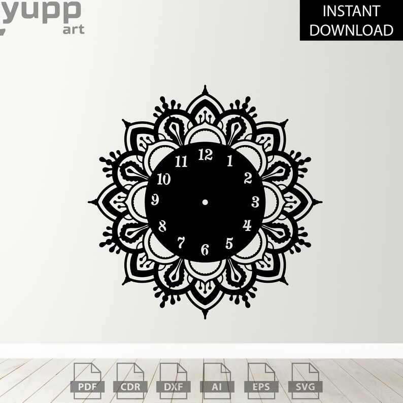 Mandala Clock Cut & Print Files Steampunk Clock Laser Cut - Etsy