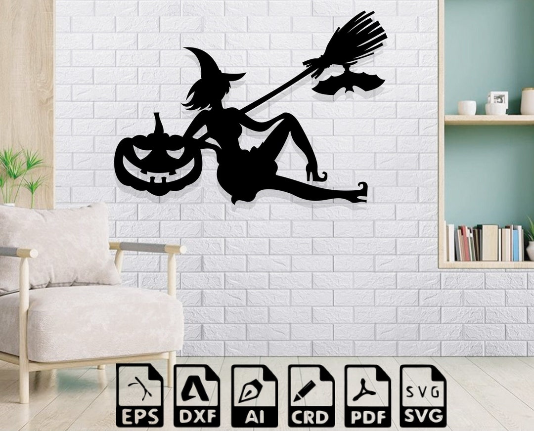 Halloween Witch Dxf Files Halloween Witch Laser Cut Witch Svg File for ...