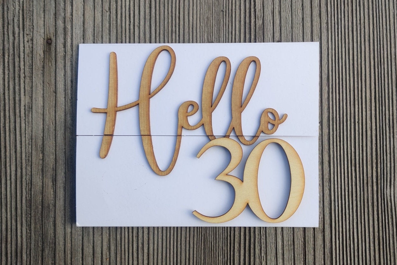 Hello Decade Birthday Card With Wooden Lettering - Etsy