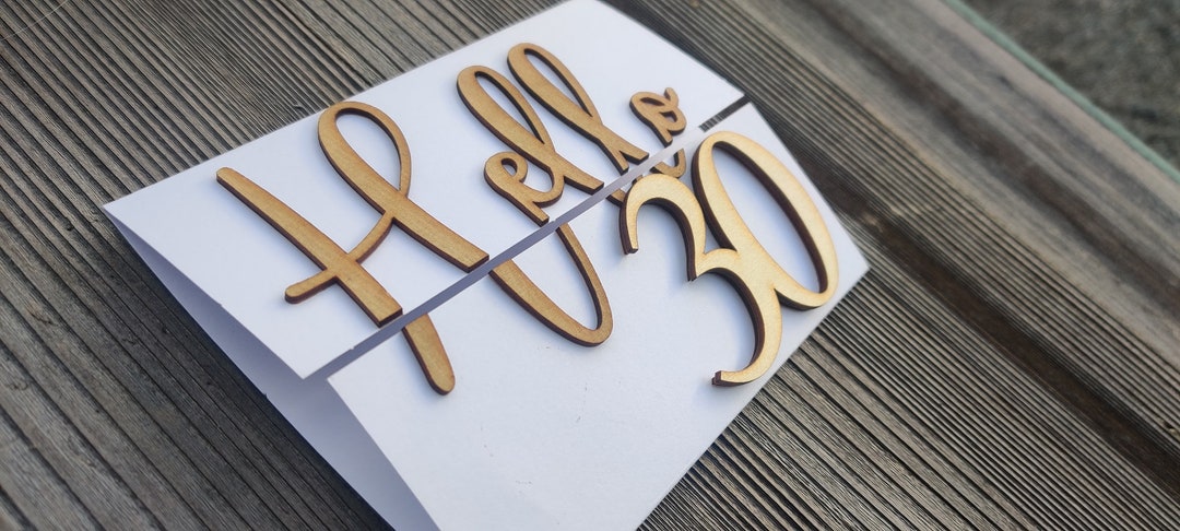 Hello Decade Birthday Card With Wooden Lettering - Etsy