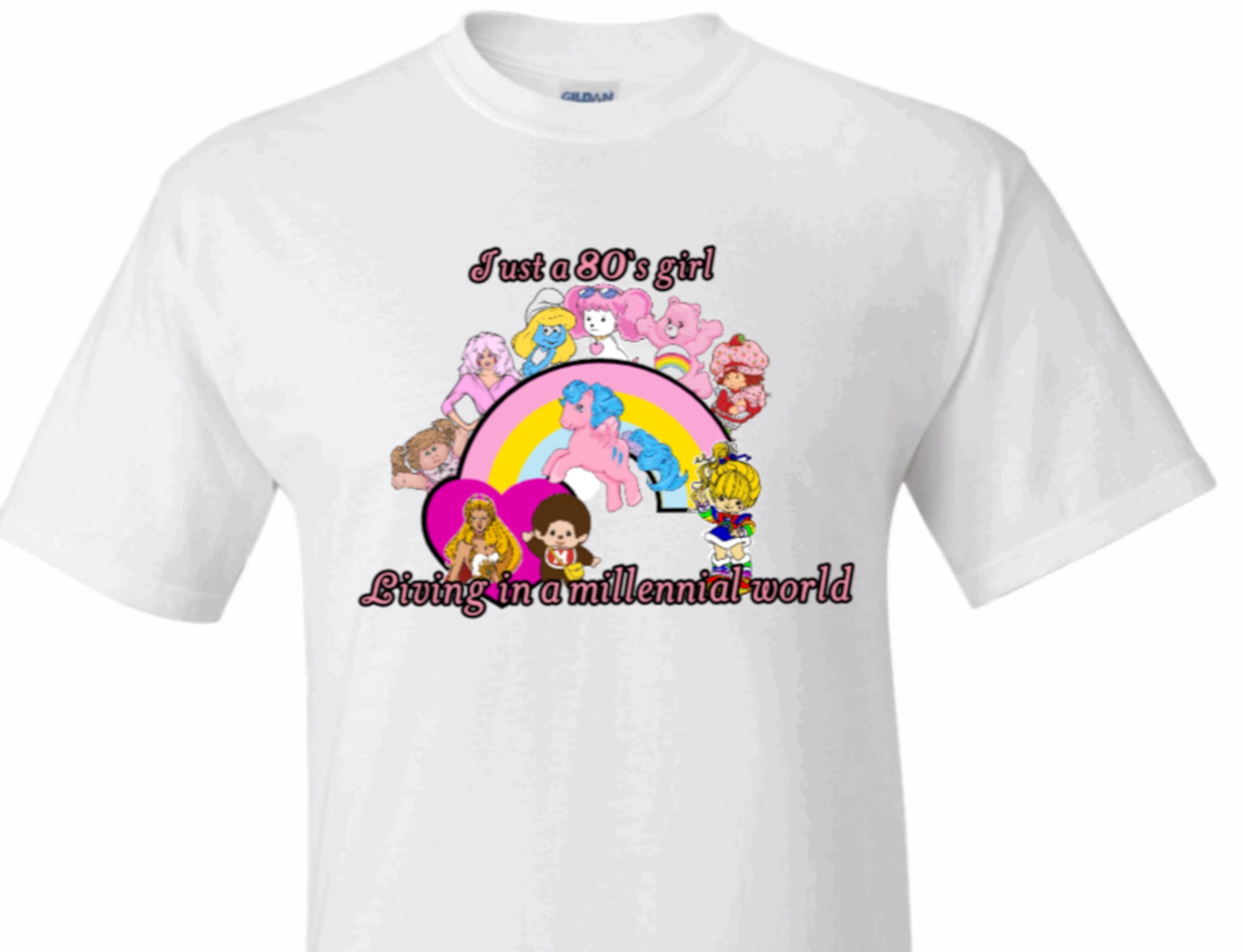 80's Girl Vintage Retro Throwback Cartoon Vinyl T-shirt Cute Kawaii ...