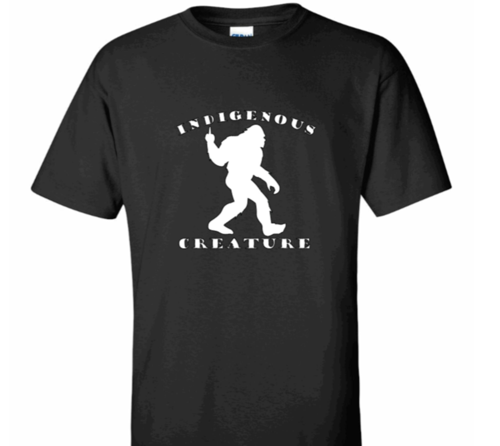 Indigenous Creature Bigfoot Middle Finger Native Humor Cotton T-shirt ...