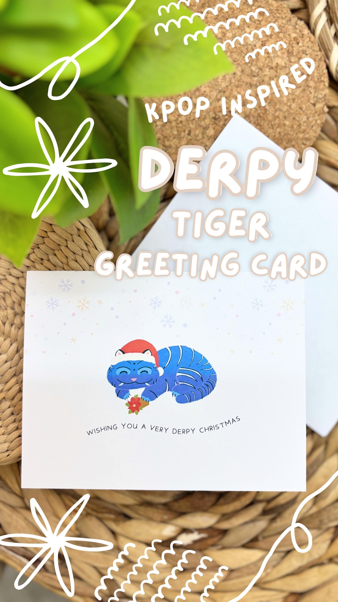 Kpop Demon Hunters, Derpy Tiger, K-pop Greeting Card, Cat Holiday Card ...