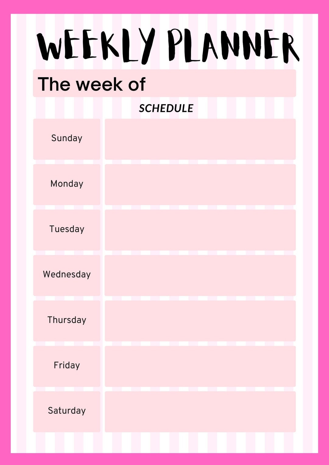 Hot Pink and Spring Green Weekly Digital Planner - Etsy