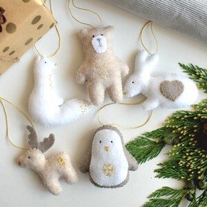 Set of Five Christmas Ornaments Felt Christmas Decoration - Etsy