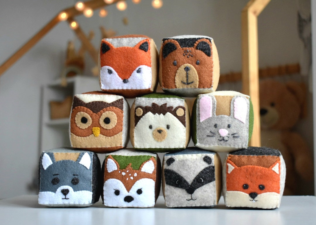 Woodland Animals Soft Felt Blocks Forest Animals Soft Toys - Etsy