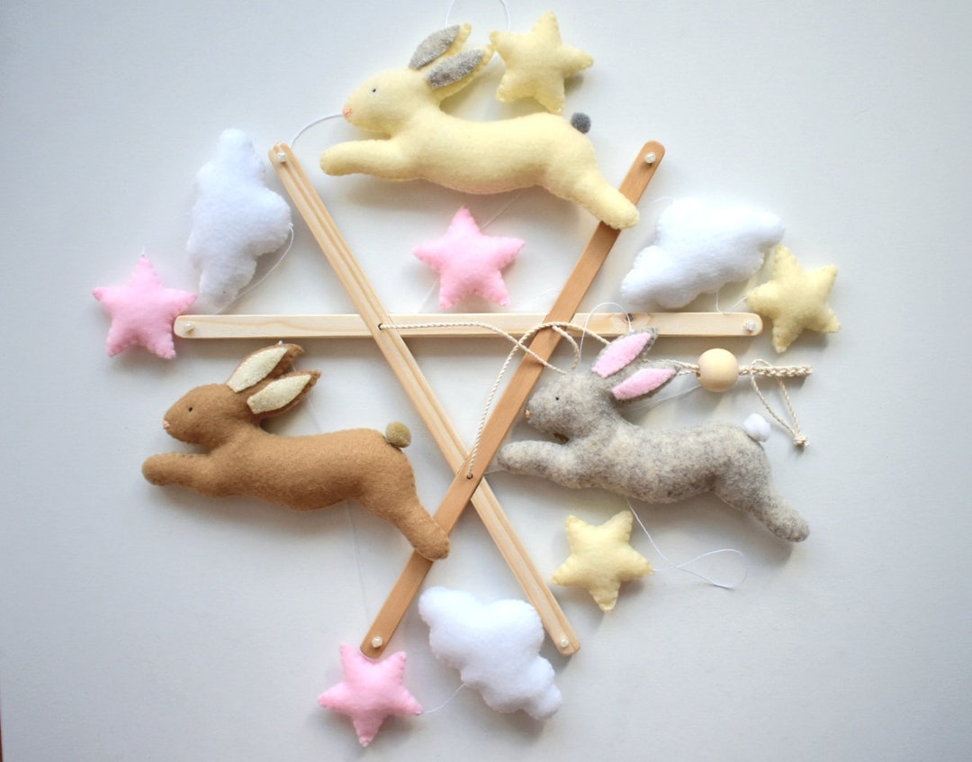 Bunny Baby Mobile, Cot Mobile, Rabbit Nursery Mobile, Bunny Nursery ...