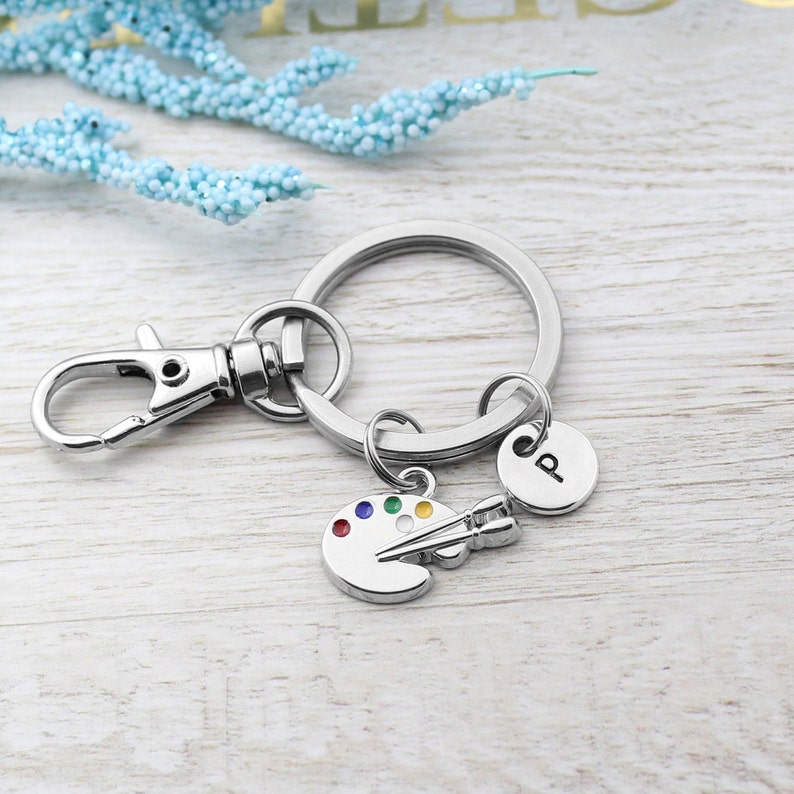 Artist Palette Keychain, Artist Palette Charm Necklace, Personalized ...