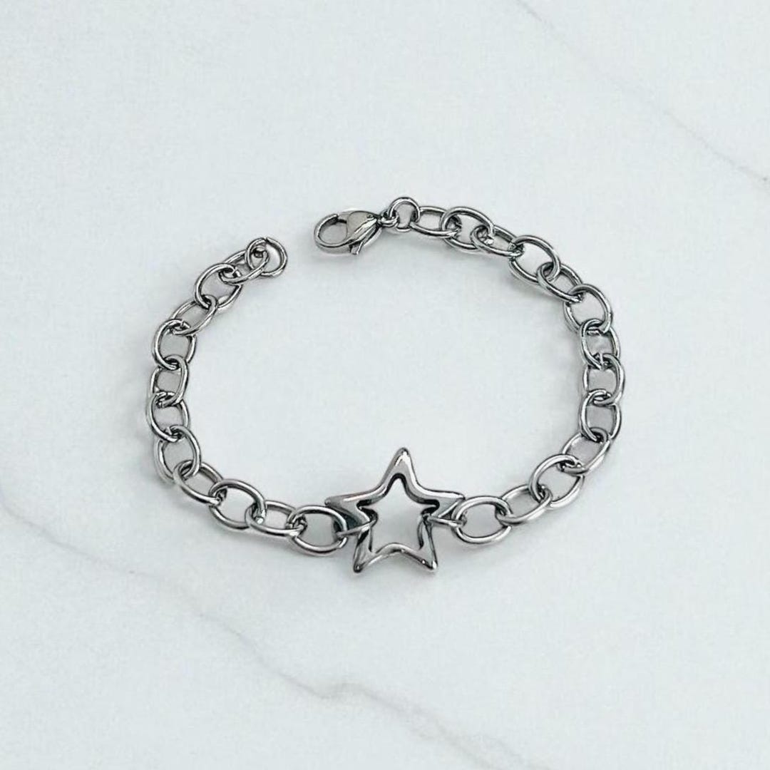 Stainless Steel Star Charm Chain Bracelet - Hypoallergenic Waterproof ...