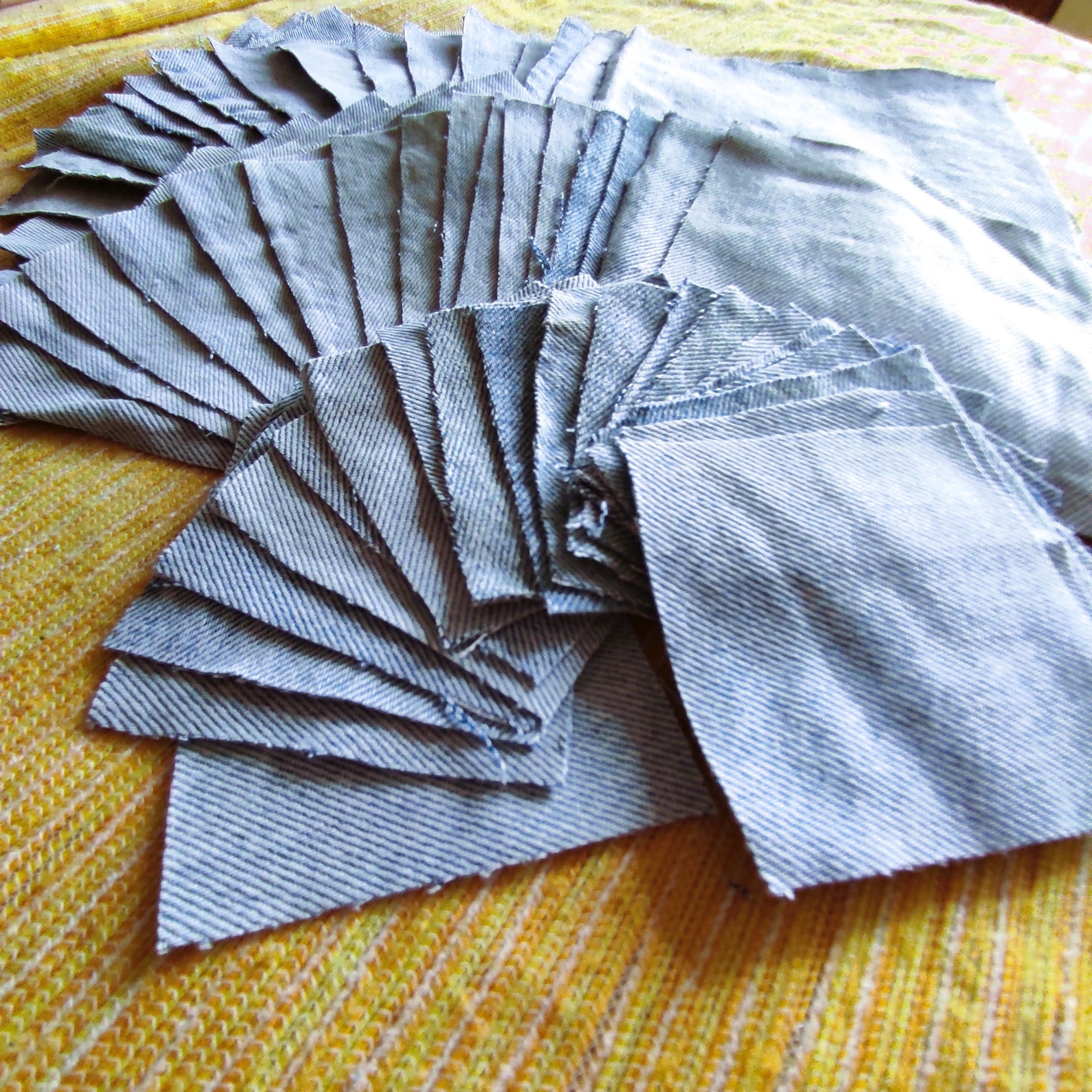 Denim Fabric Scraps Squares Bundle Jean Patches Denim Scraps Patchwork ...