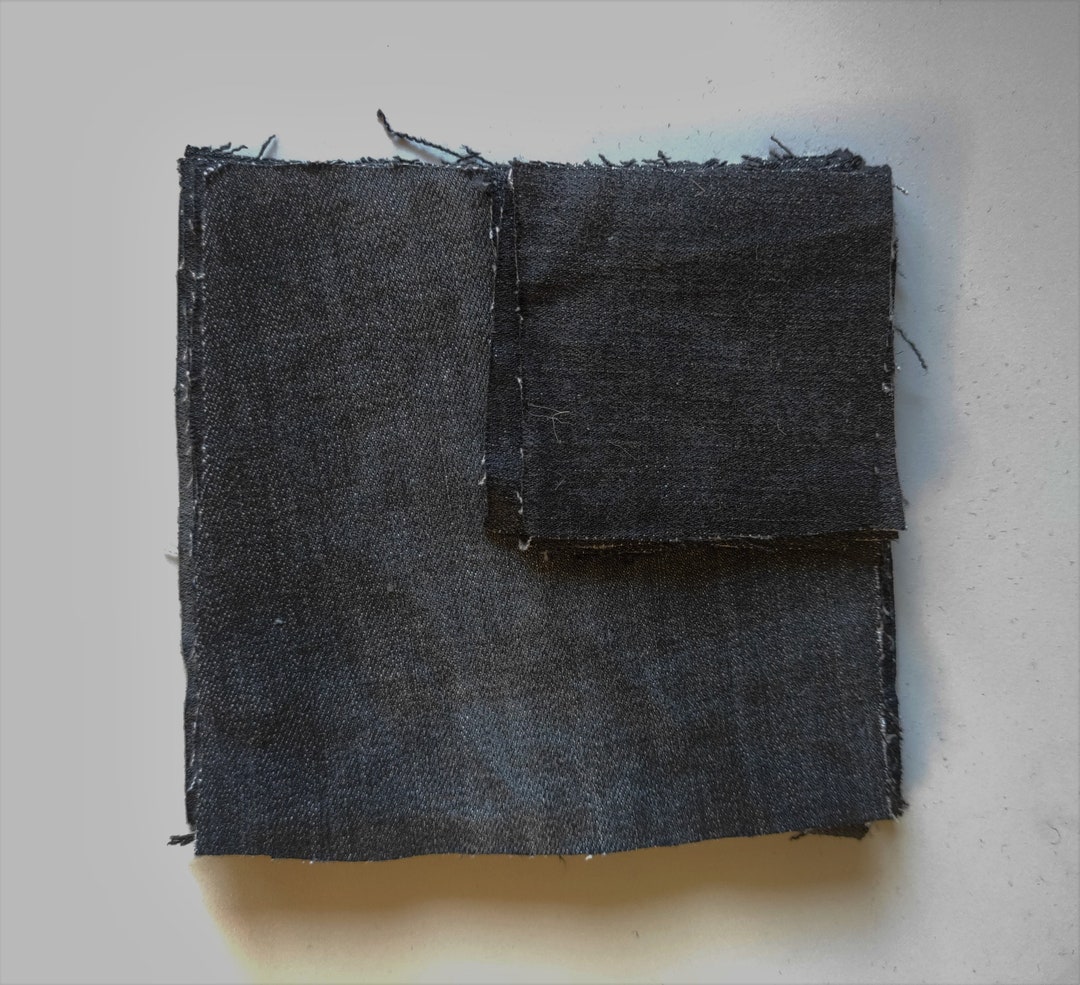 Upcycled Black Denim Fabric Scraps Squares Bundle Denim Craft Patchwork ...