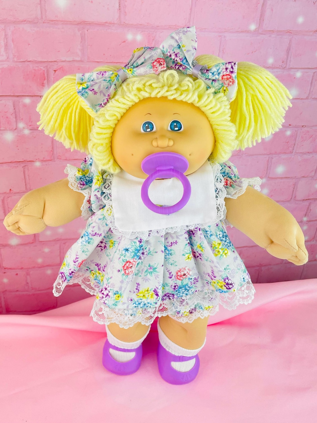 Vintage 1983 Cabbage Patch Doll: Blonde Pacifier Girl, Blue Eyes, Floral Dress KT - Etsy