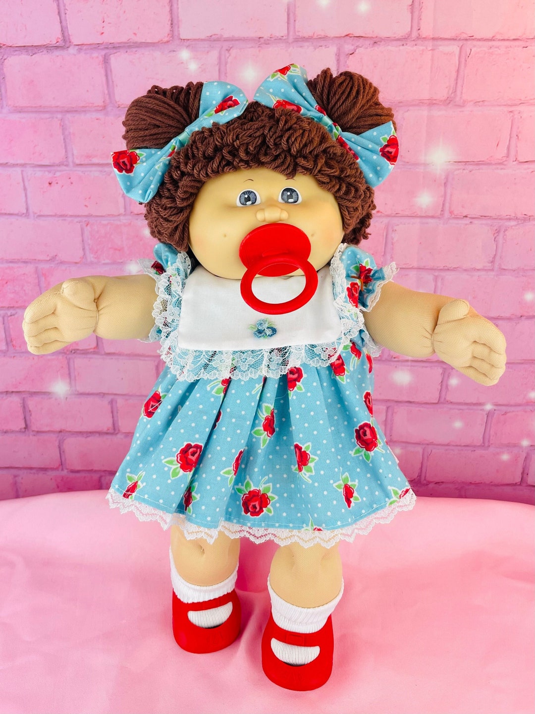 Cabbage Patch Kids Vintage Dolls, 1985 Brown Hair Pacifier Girl, Blue ...