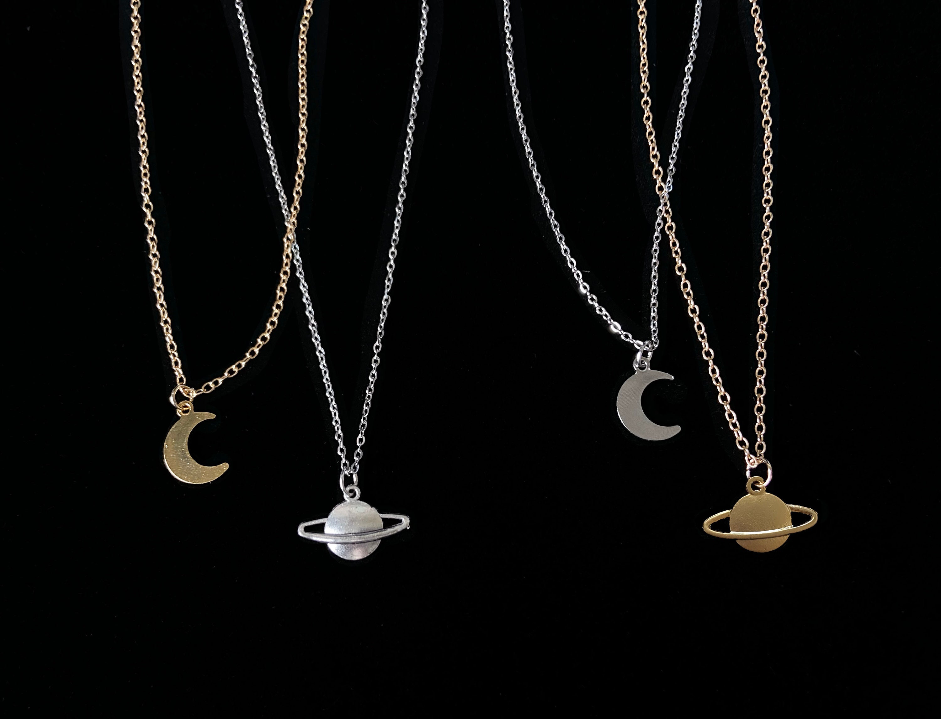 SINGLE Moon to Saturn Necklace ONE Necklace Friendship - Etsy