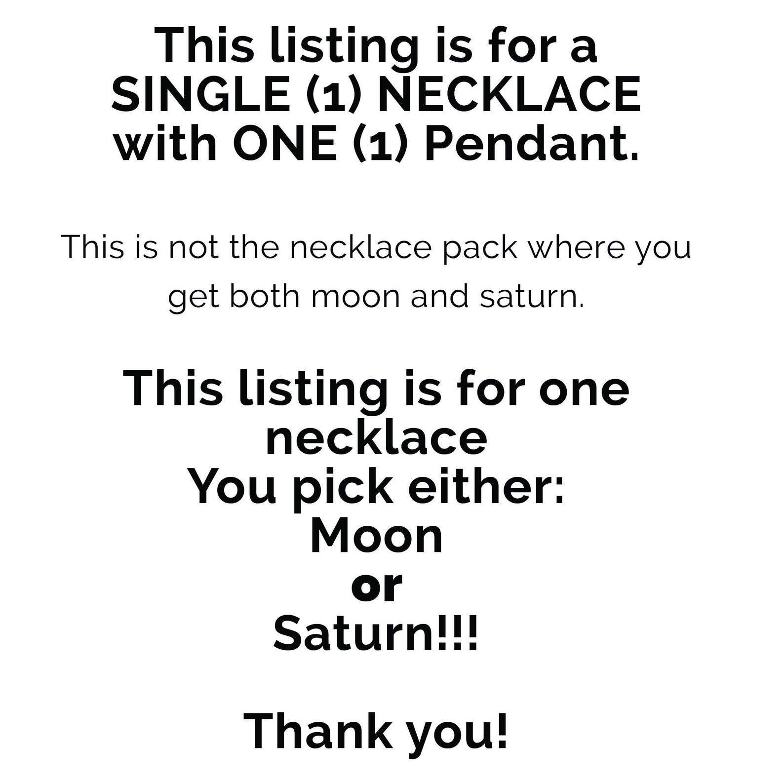 SINGLE Moon to Saturn Necklace ONE Necklace Friendship - Etsy