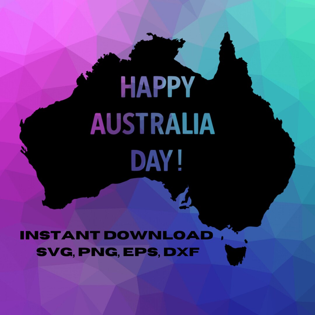 Happy Australia Day Svg Png - Australian Map With Cutout Words - Etsy