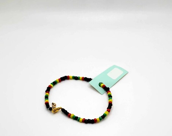 Beaded Anklet Rasta Color Beaded Anklet - Etsy