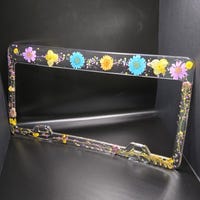 Daisy Metal License Plate Frame, Pink License Plate Frame, Floral ...
