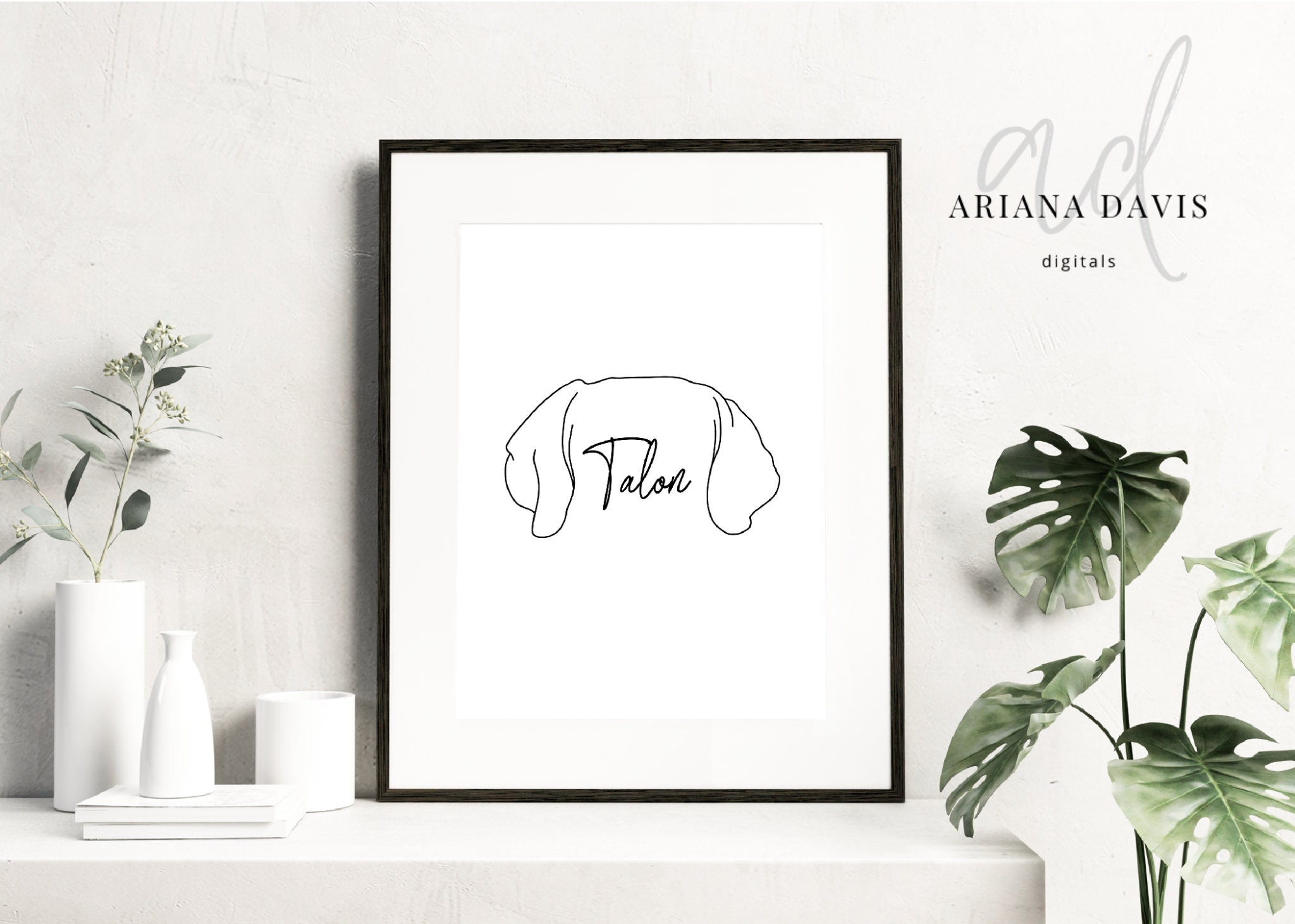 DIGITAL Custom Pet Ear Outline Portrait - Etsy