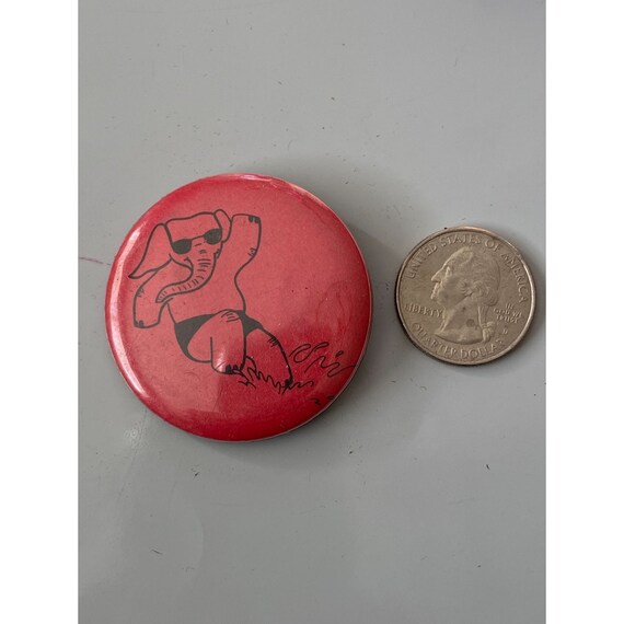 Vintage Elephant Logo Red Pinback Button - Gem
