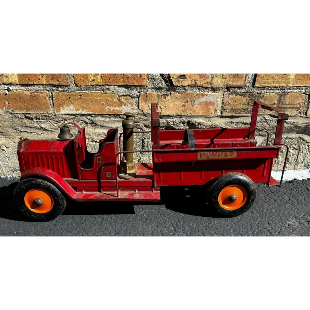 Antique 1930’s Structo Fire Engine Pumper Truck Pressed Steel Toy 21 ...
