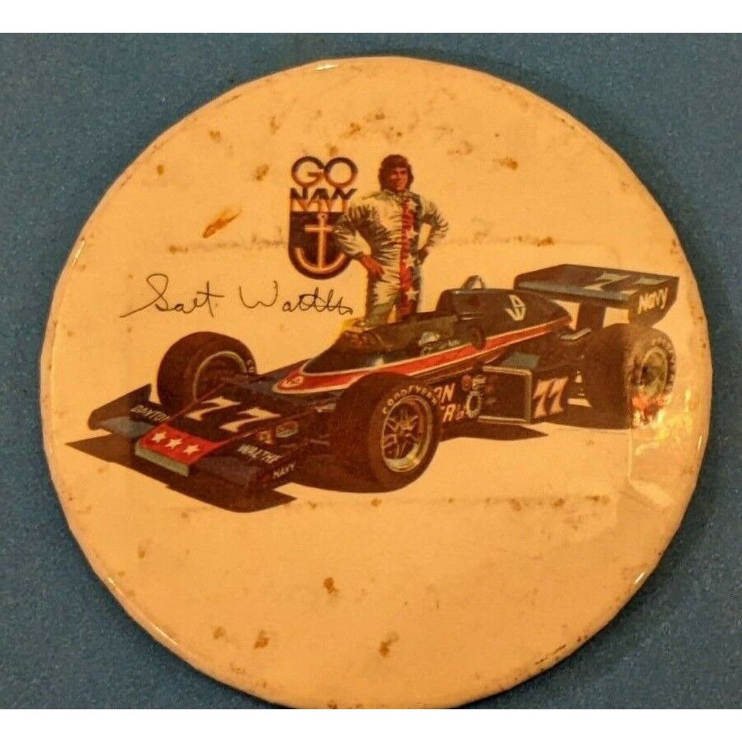 Vintage 1970's Salt Walther Go Navy Indy Race Car Driver 4" Pin Pinback ...