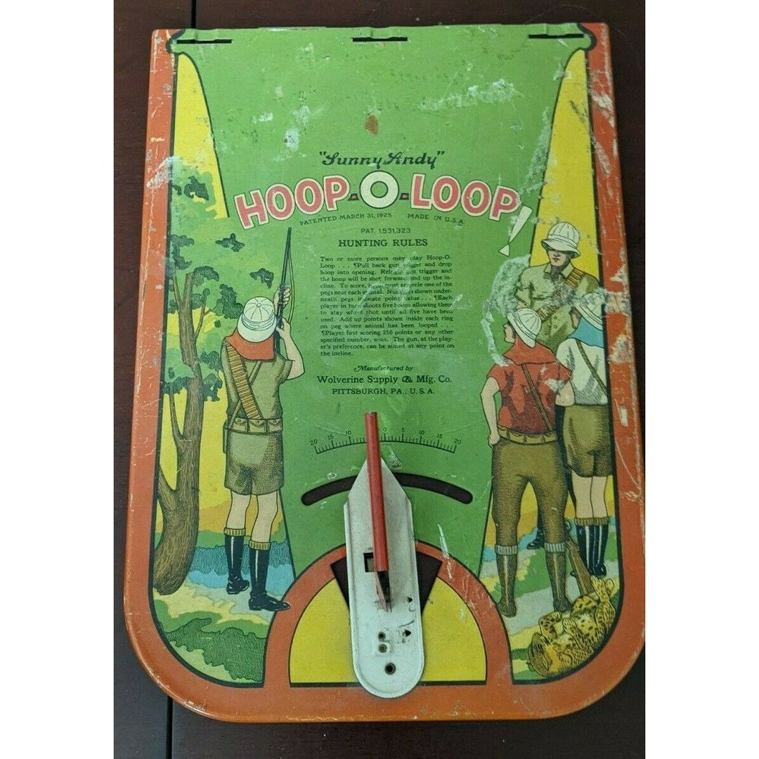 Antique 1925 Wolverine SUNNY Andy Hoop-o-loop Tin Litho HUNTING Game ...
