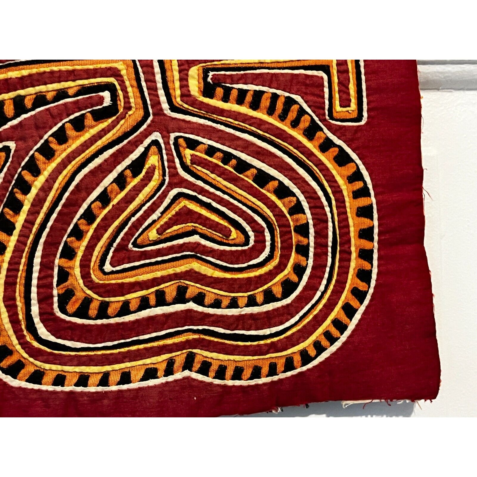 Vintage 1970s Panama Kuna Molas Indian Textile Tapestry Folk Art Red ...