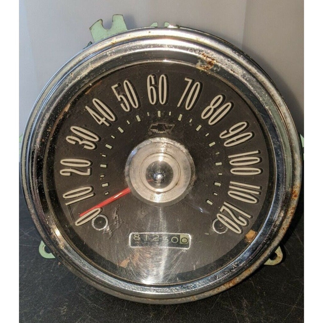 Vintage 1950s 60s Chevrolet Chevy Speedometer Speedo Dash Gauge 120 MPH ...