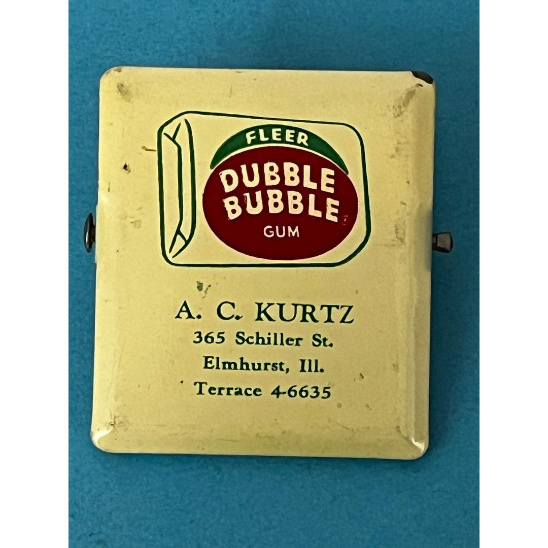 Old Fleer Dubble Bubble Gum Cards Metal Paperclip Paper Holder Elmhurst ...