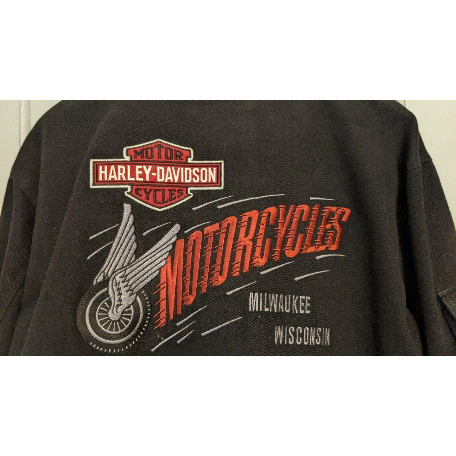 Harley-davidson LARGE Black Canvas Riding Jacket 103819 Milwaukee ...