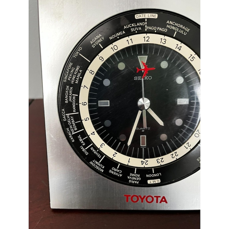Rare SEIKO Seikosha Toyota Promo World Time Quartz Desk Clock QZ335D ...