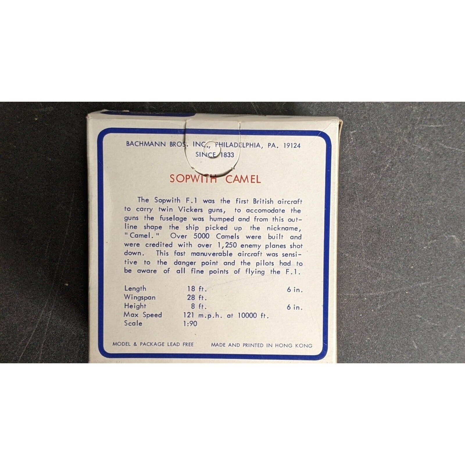 Vintage BACHMANN Mini Planes WWI Biplane SOPWITH Camel 8320:69 New in ...