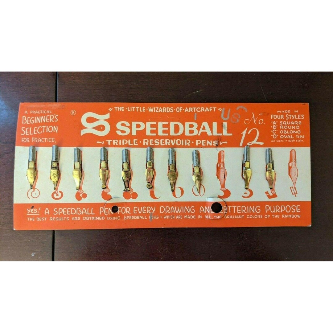 Vintage Speedball Triple Reservoir Pens Tips 10 Styles Beginners ...